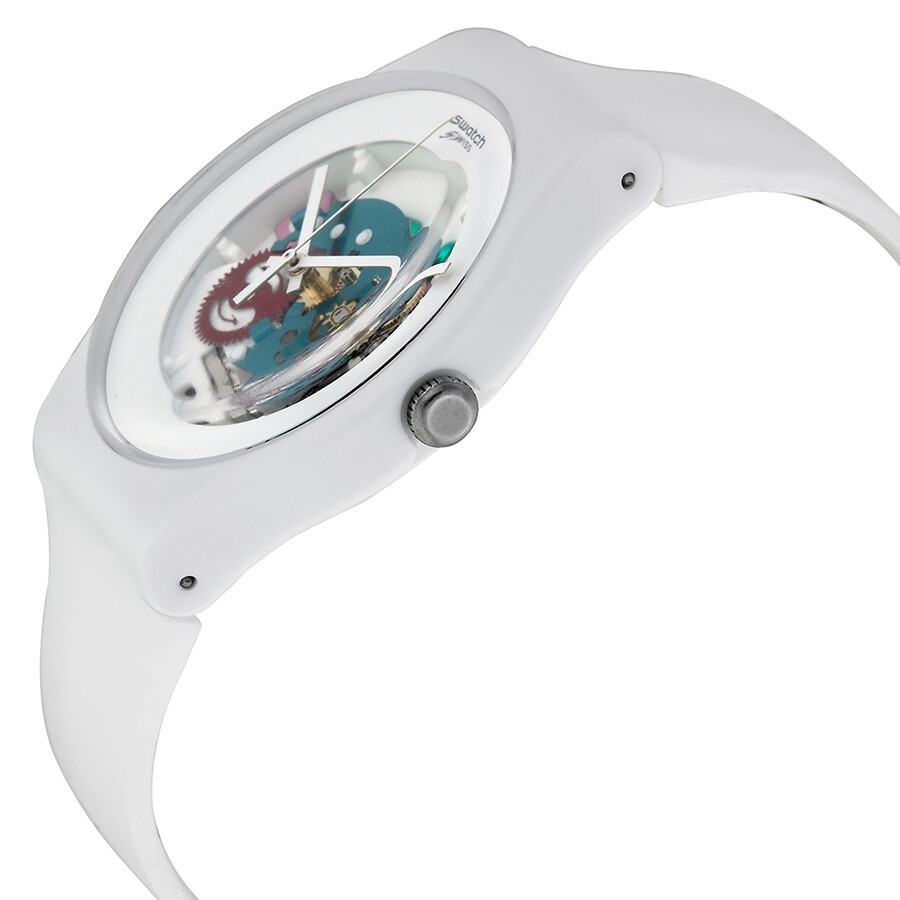 Swatch White Lacquered White Silicone Unisex Watch SUOW100 - Other ...