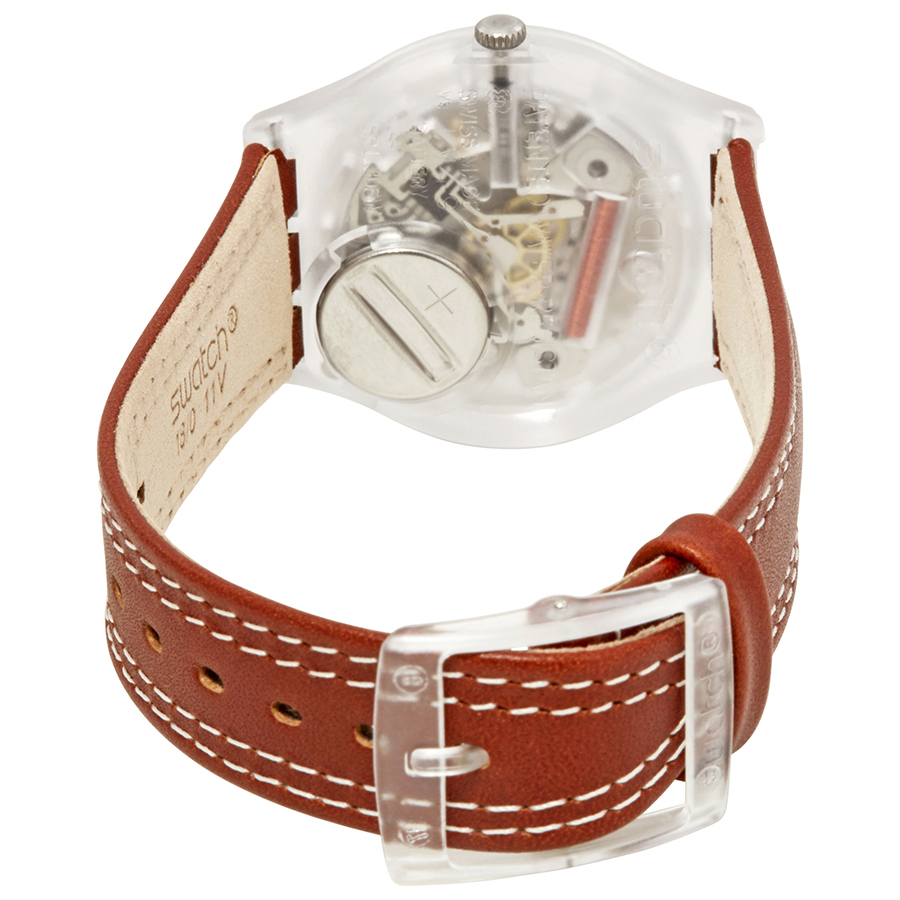 Swatch Windy Dune Blue Dial Brown Leather Ladies Watch GE709 ...