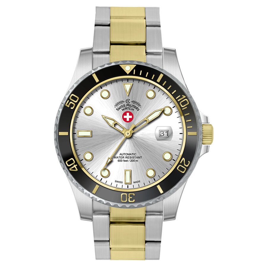 Swiss Military Invincible Automatic Silver Dial Men's Two-Tone Watch ...