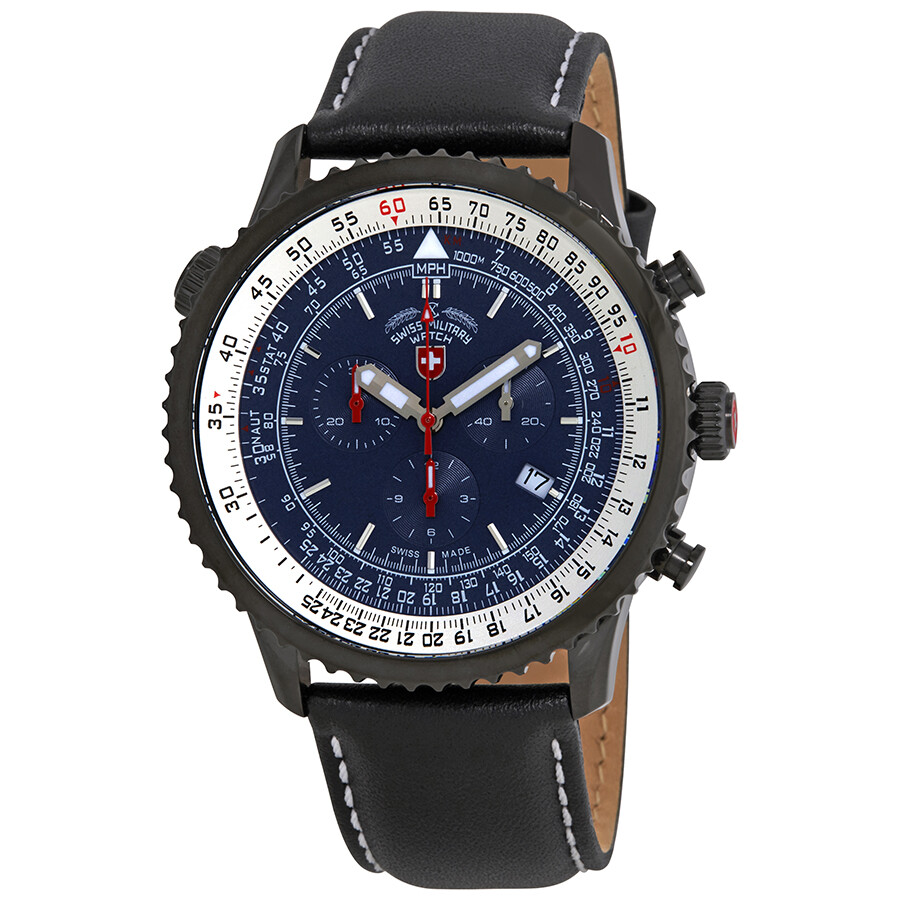 Swiss Military Thunderbolt Blue Dial Men's Chronograph Leather Watch ...