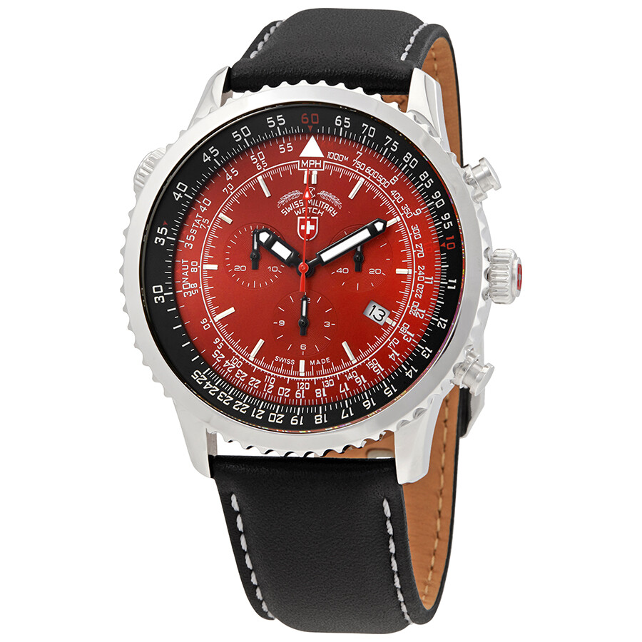 Swiss Military Thunderbolt Chronograph Quartz Red Dial Men's Watch ...
