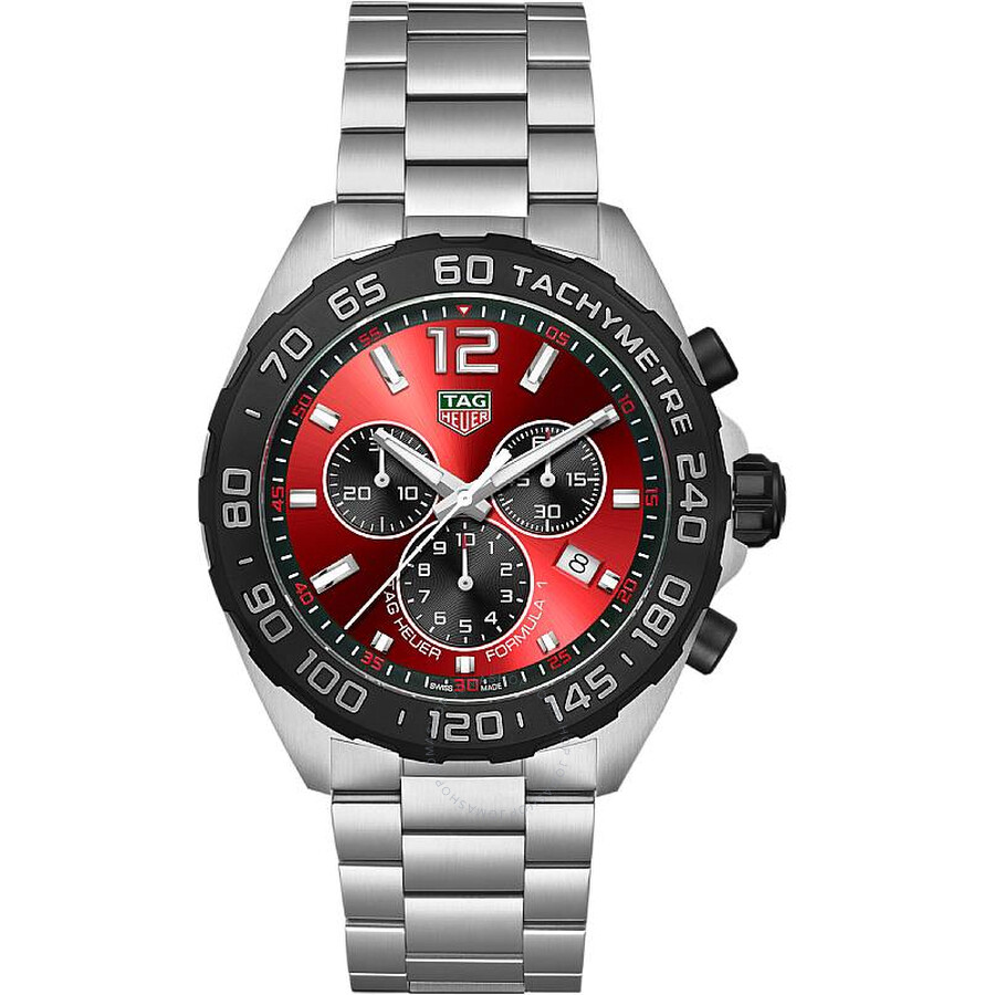 Tag Heuer 43mm Formula 1 Red Chronograph Quartz Red Dial Men's Watch ...