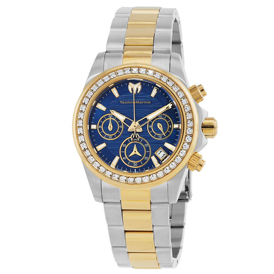 Technomarine Manta Chronograph GMT Quartz Crystal Blue Dial Ladies ...