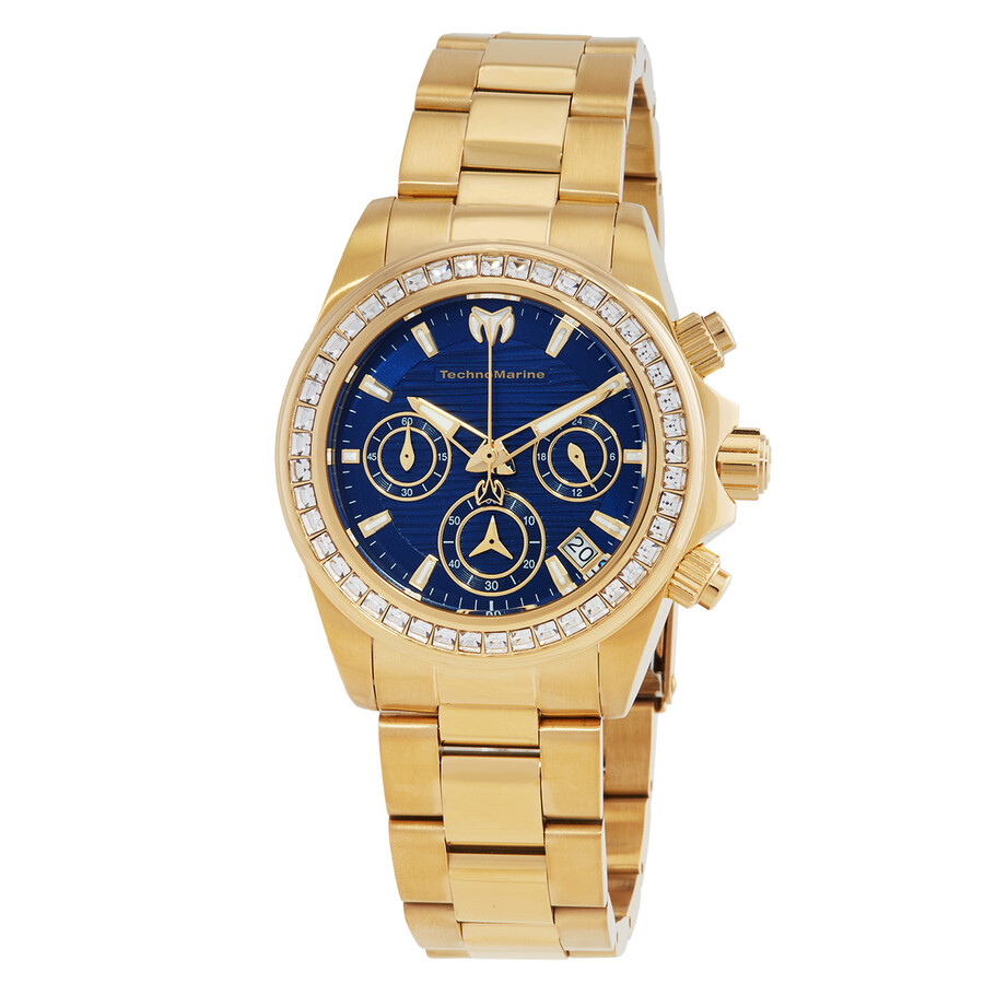 Technomarine Manta Chronograph GMT Quartz Crystal Blue Dial Ladies ...