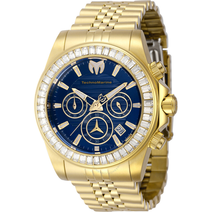 Technomarine Manta Chronograph GMT Quartz Crystal Blue Dial Men's Watch ...