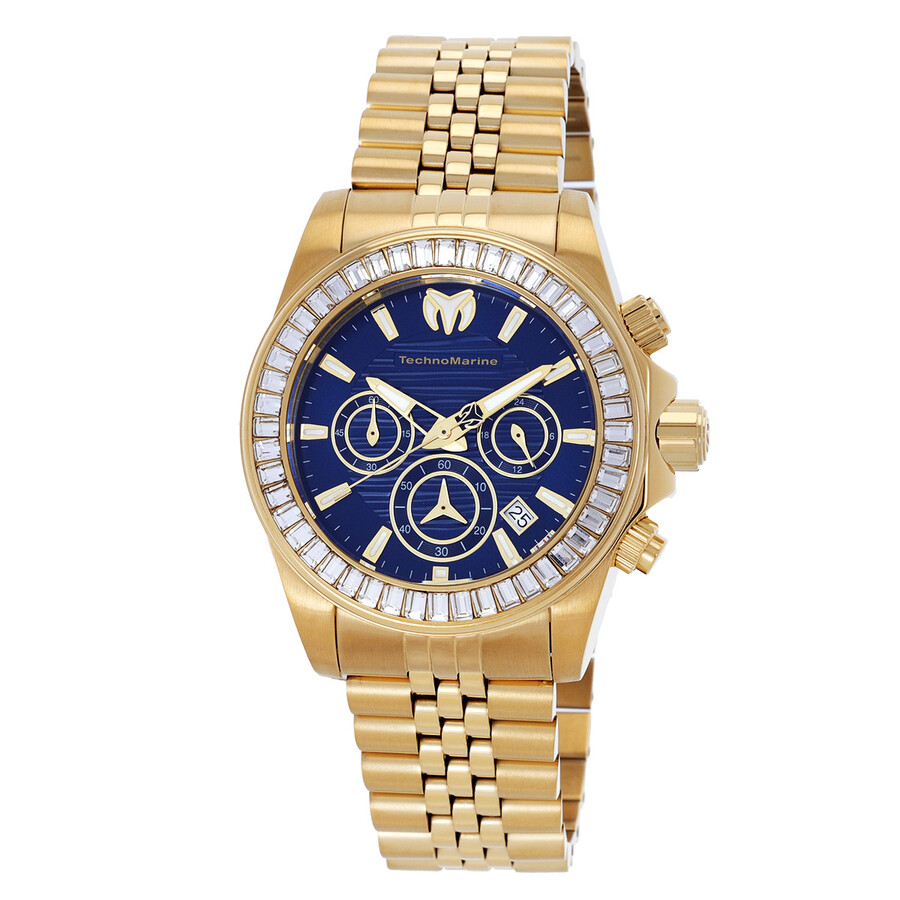 Technomarine Manta Chronograph GMT Quartz Crystal Blue Dial Men's Watch ...