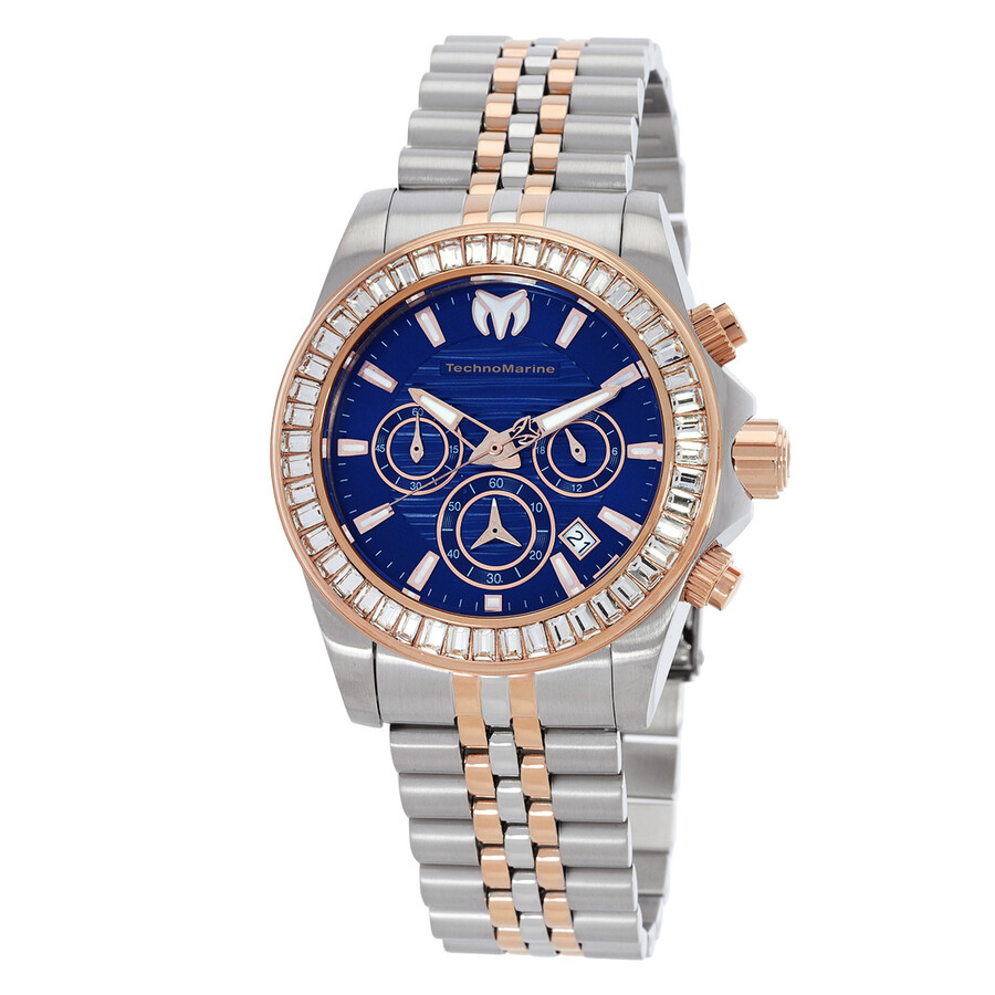 Technomarine Manta Chronograph GMT Quartz Crystal Blue Dial Men's Watch ...