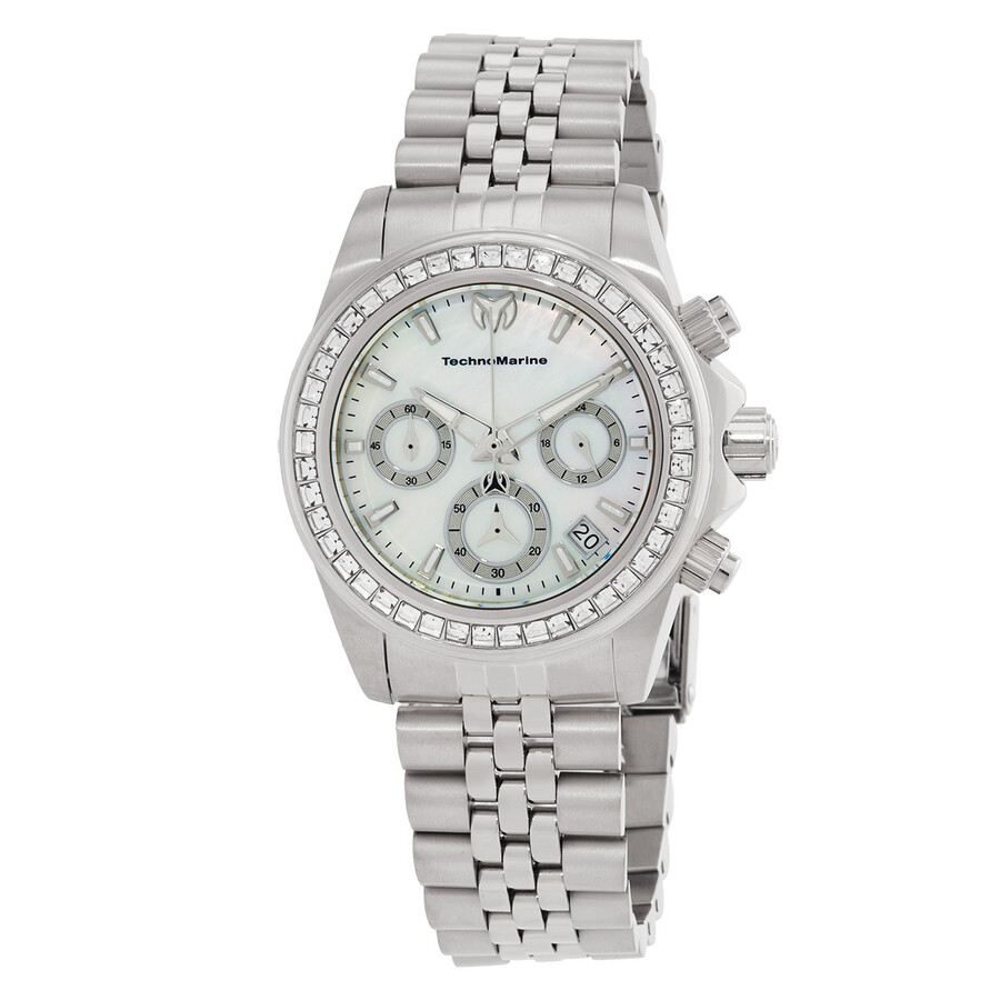 Technomarine Manta Ray Chronograph GMT Quartz Crystal White Dial Ladies ...