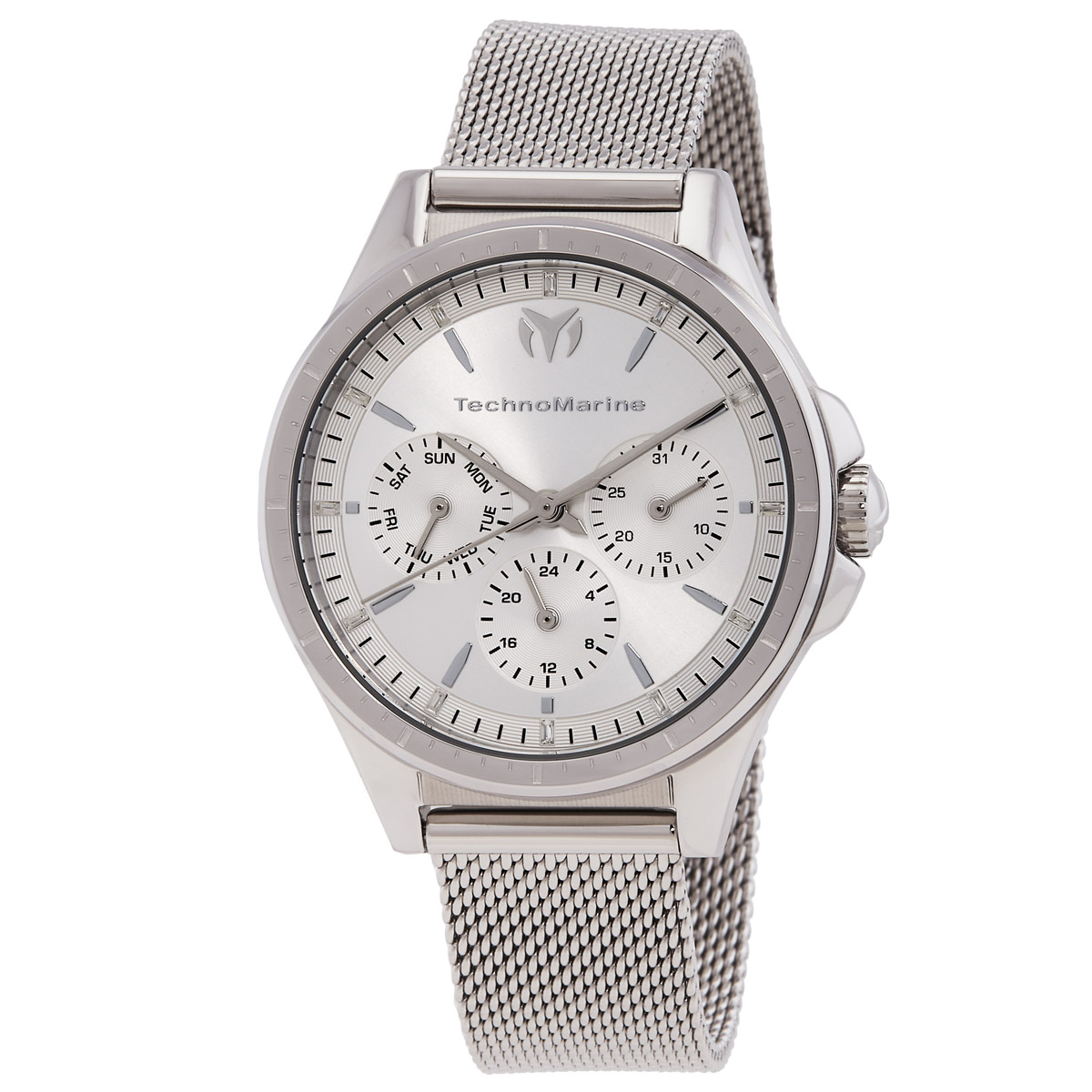 Technomarine MoonSun Date-Day Quartz Silver Dial Ladies Watch TM-822047 ...