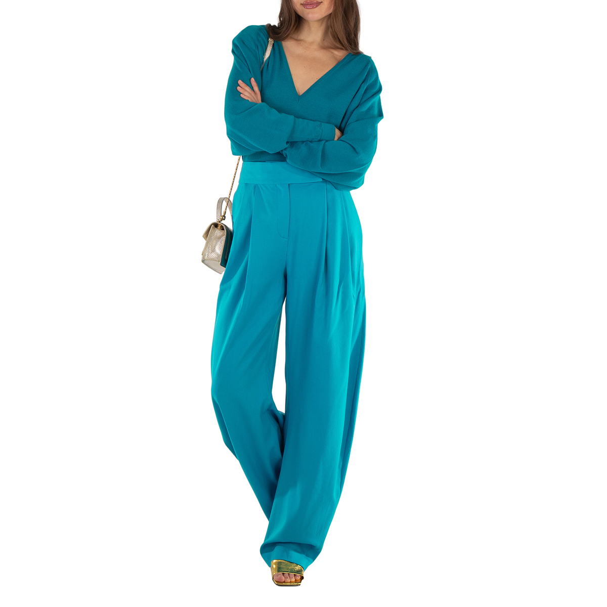 The Attico Capri Blue Gary Long Pants, Brand Size 38 (US Size 4 ...