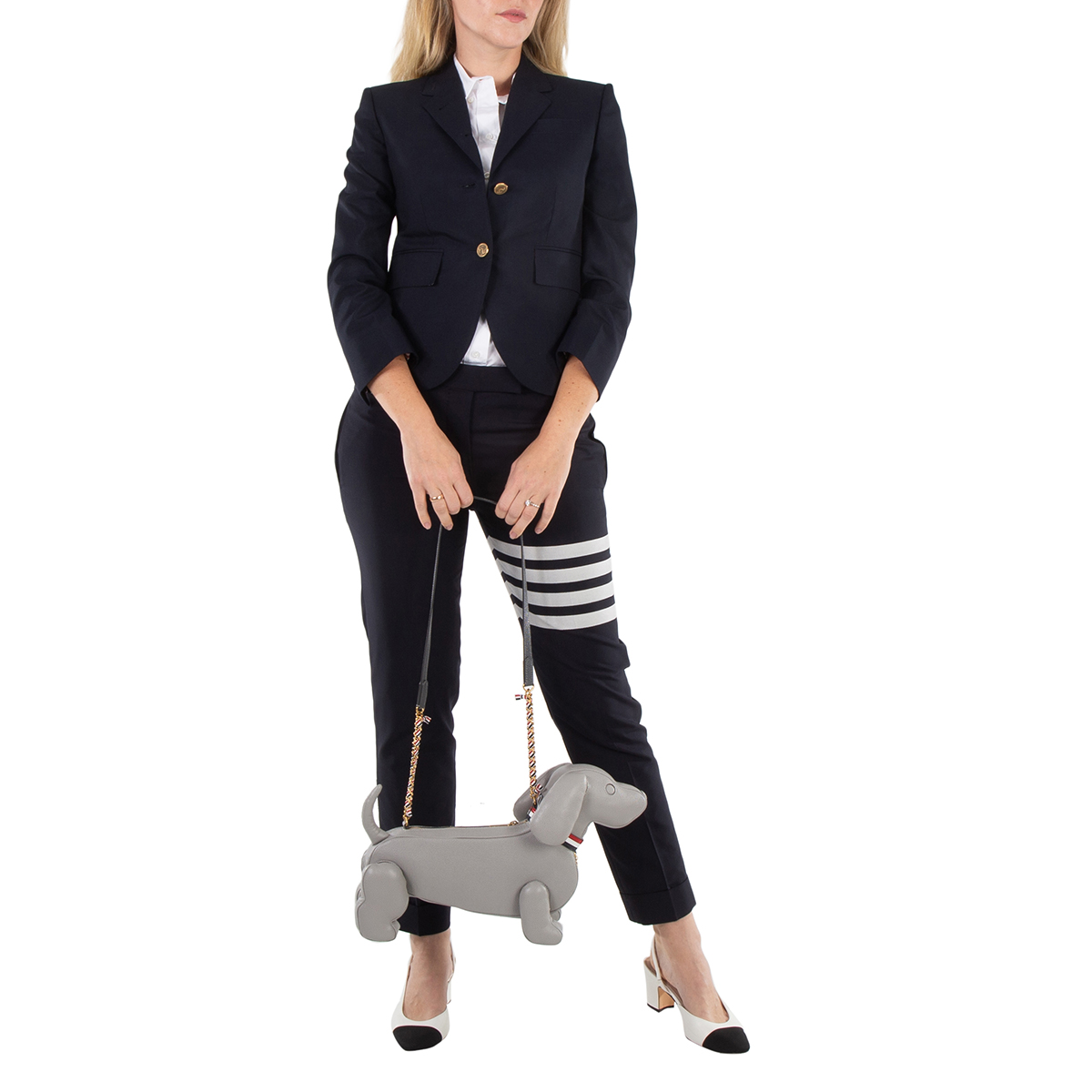 Thom Browne Ladies Navy Plain Weave School Uniform Slim Fit Sport Coat ...