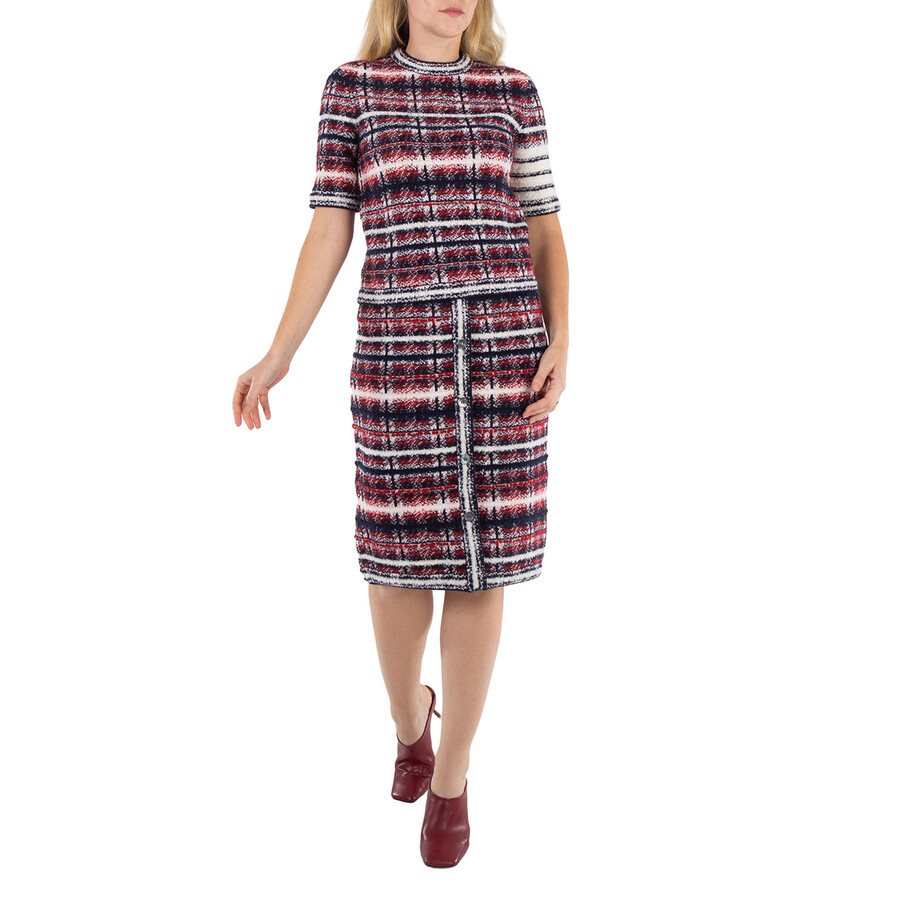 Thom Browne Ladies Rwb White Tartan Boucle Straight Skirt, Brand Size ...