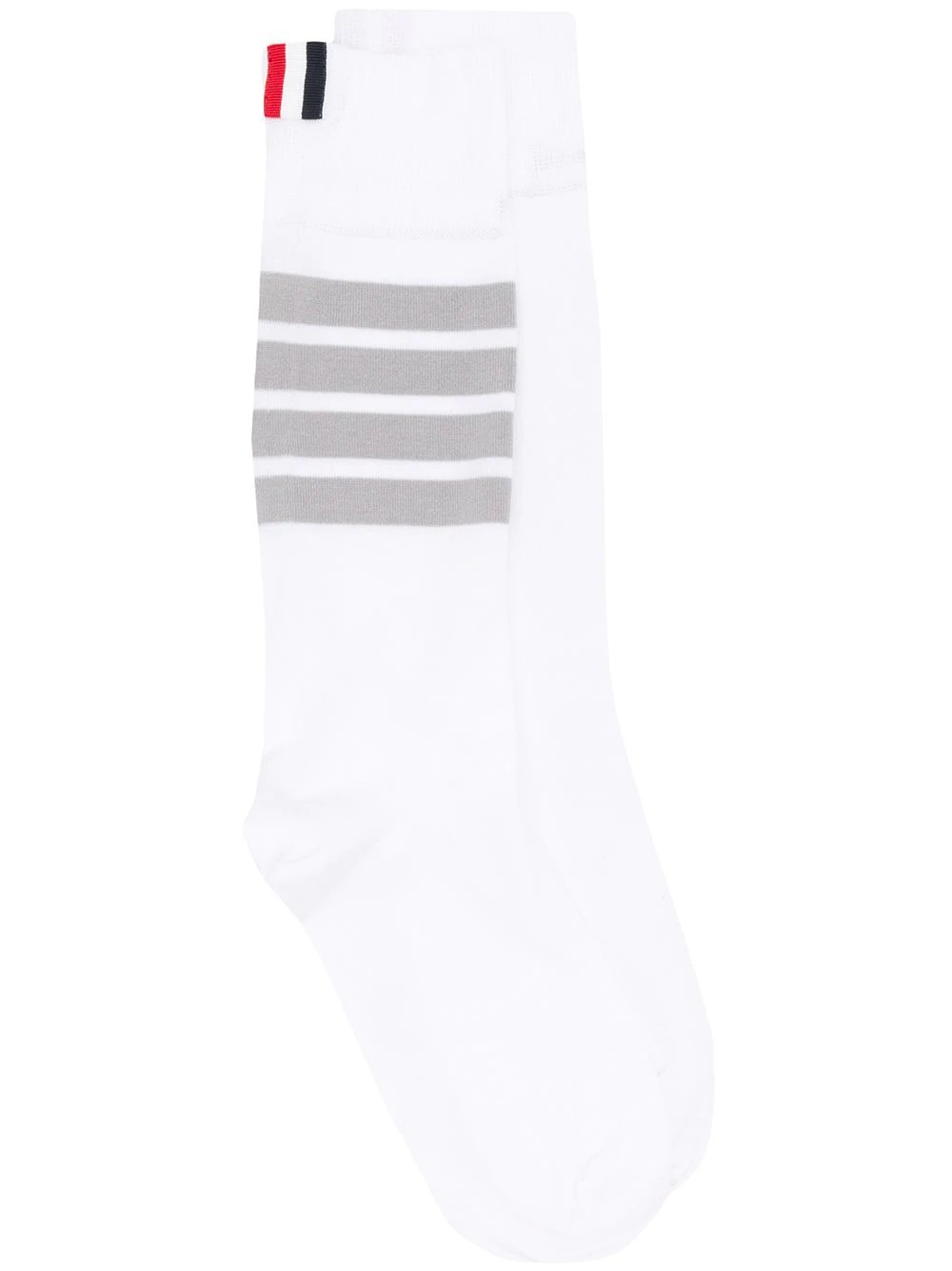 Thom Browne Ladies White 4-Bar Stripe Mid Calf Socks FAS020D 01690 100 ...