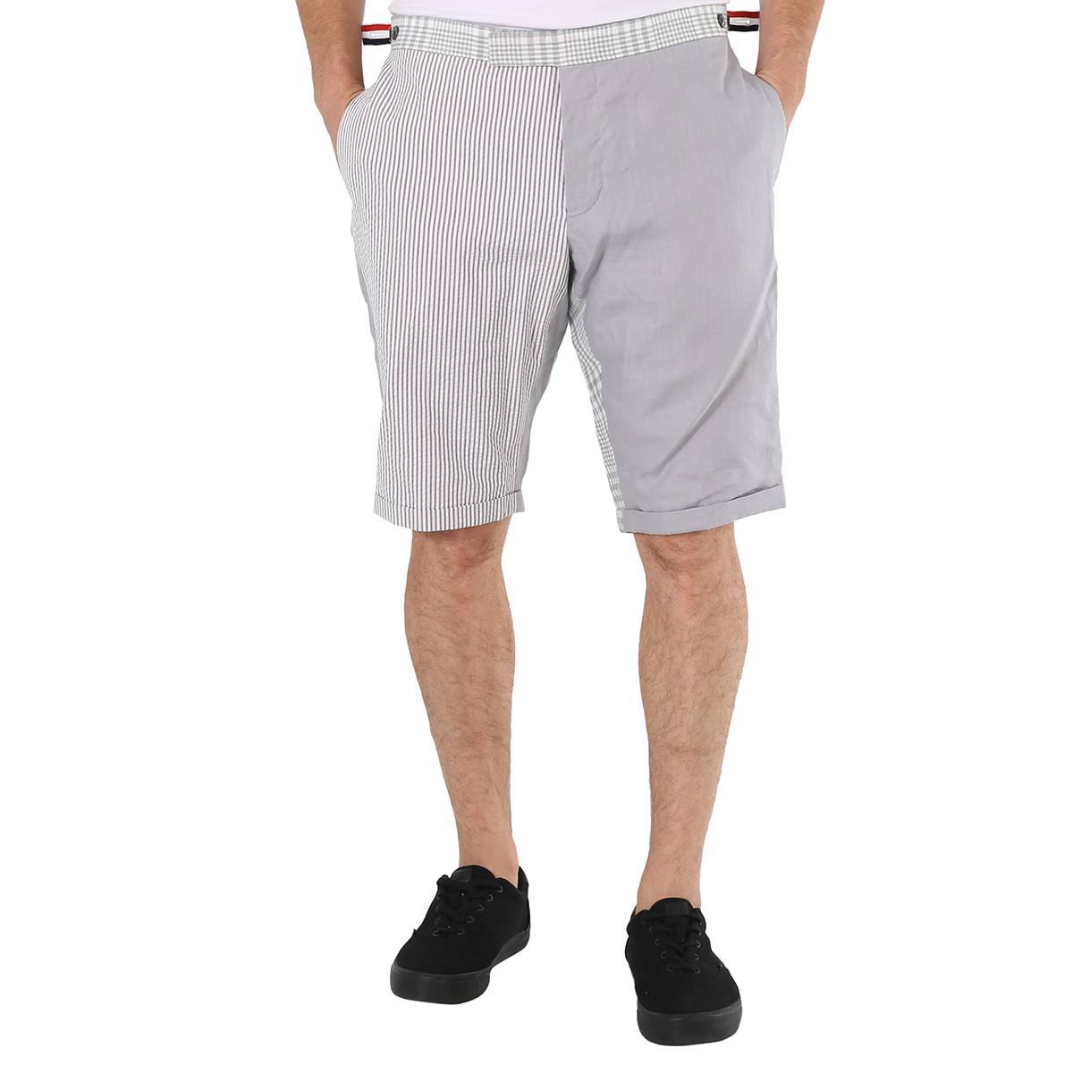 Thom Browne Light Grey Crispy Linen Low Rise Skinny Shorts, Brand Size ...