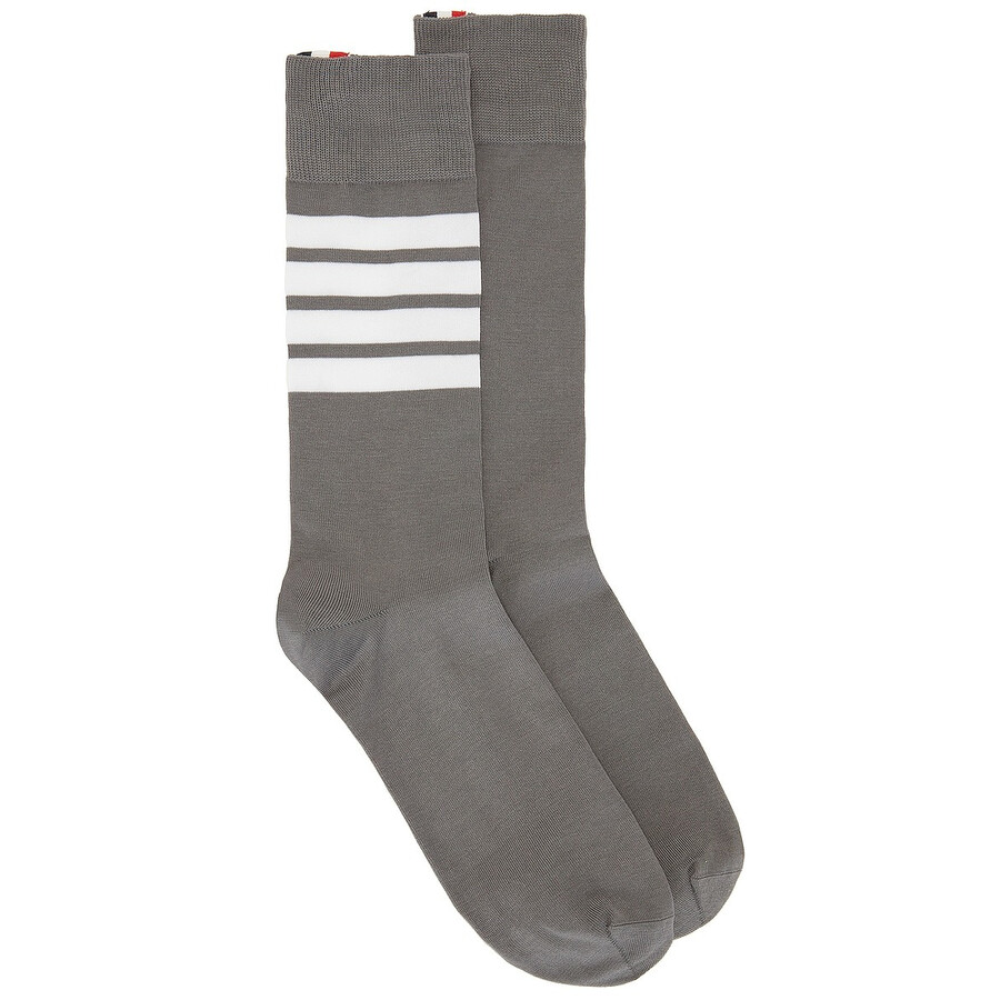Thom Browne Men's Dark Grey 4 Bar Stripe Mid Calf Socks MAS023B 01690 ...