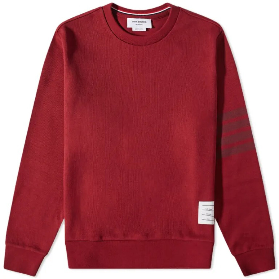 Thom Browne Men's Dark Red 4-Bar Stripe-Detailed Jumper, Brand Size 1 ...