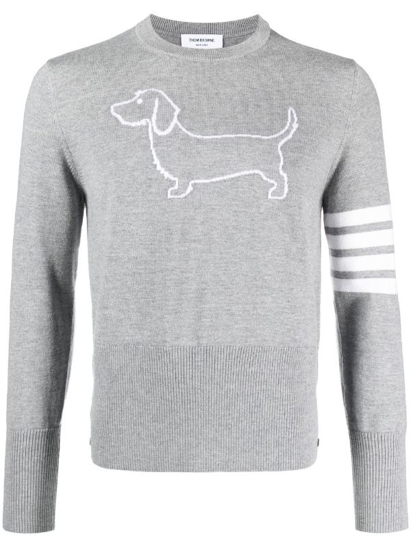Thom Browne Men's Light Grey 4-Bar Stripe Wool Jumper, Brand Size 3 ...