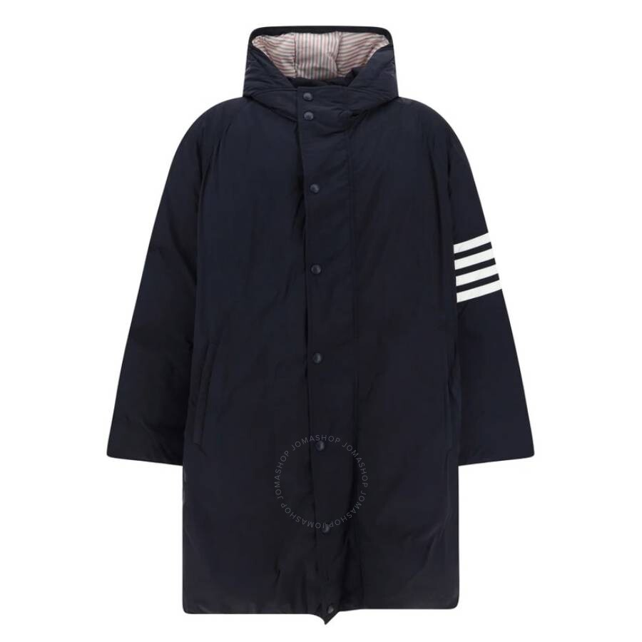 Thom Browne Navy Hooded Football Sideline Parka, Brand Size 2 (Medium ...