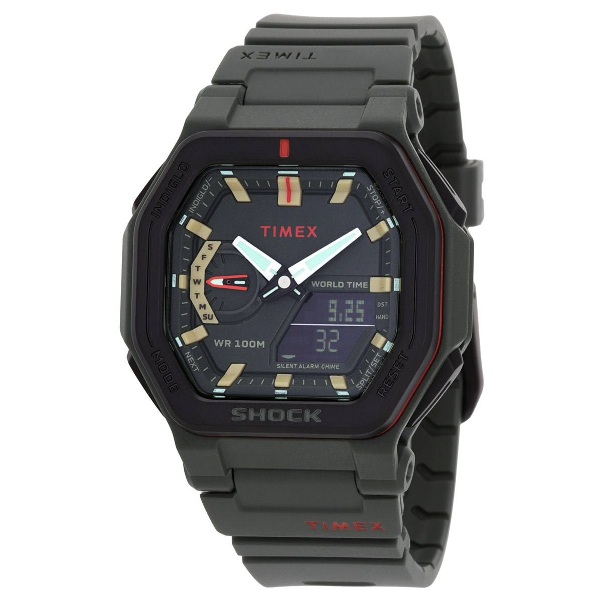 Timex Command Encounter World Time Quartz Analog-Digital Green Dial Men ...