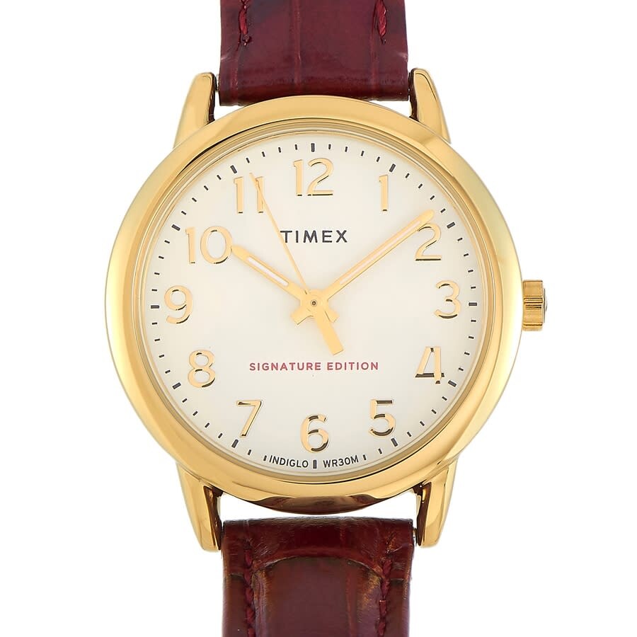 Timex Easy Reader Signature Edition Quartz White Dial Ladies Watch ...
