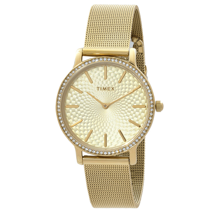 Timex Transcend Quartz Crystal Gold Dial Ladies Watch TW2V52200 TW2V52200VQ 194366221565 ...