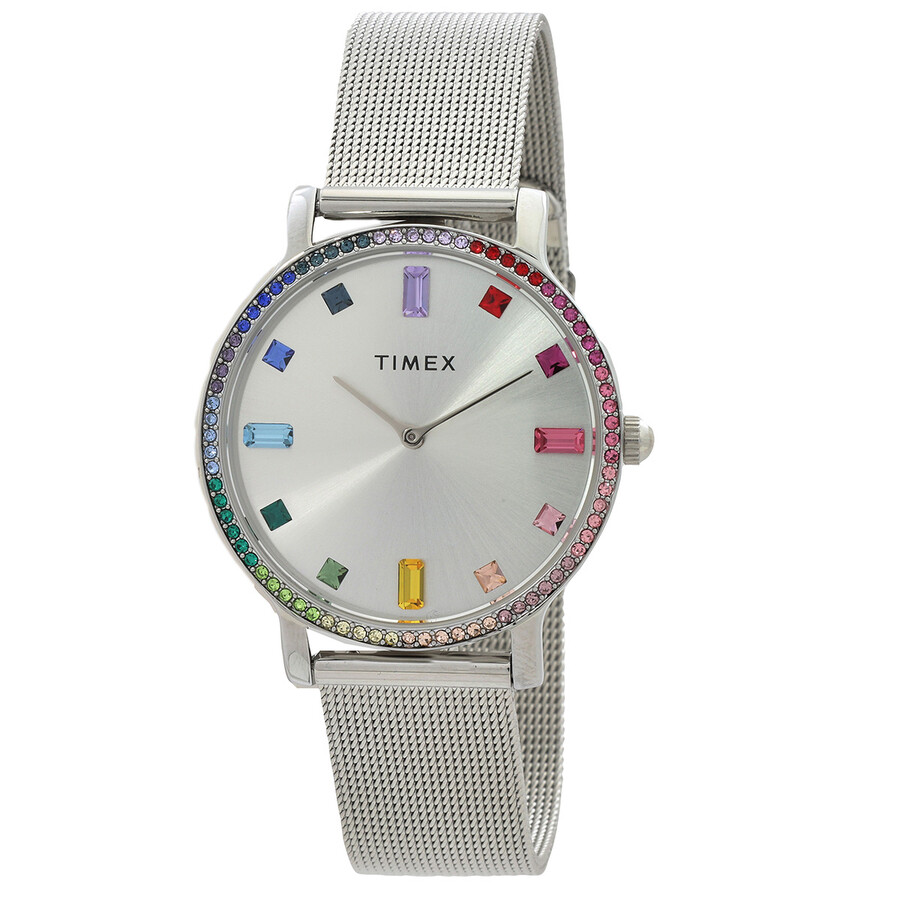 Timex Transcend Quartz Crystal Silver Dial Ladies Watch TW2W19100 TW2W19100VQ 194366287844 ...