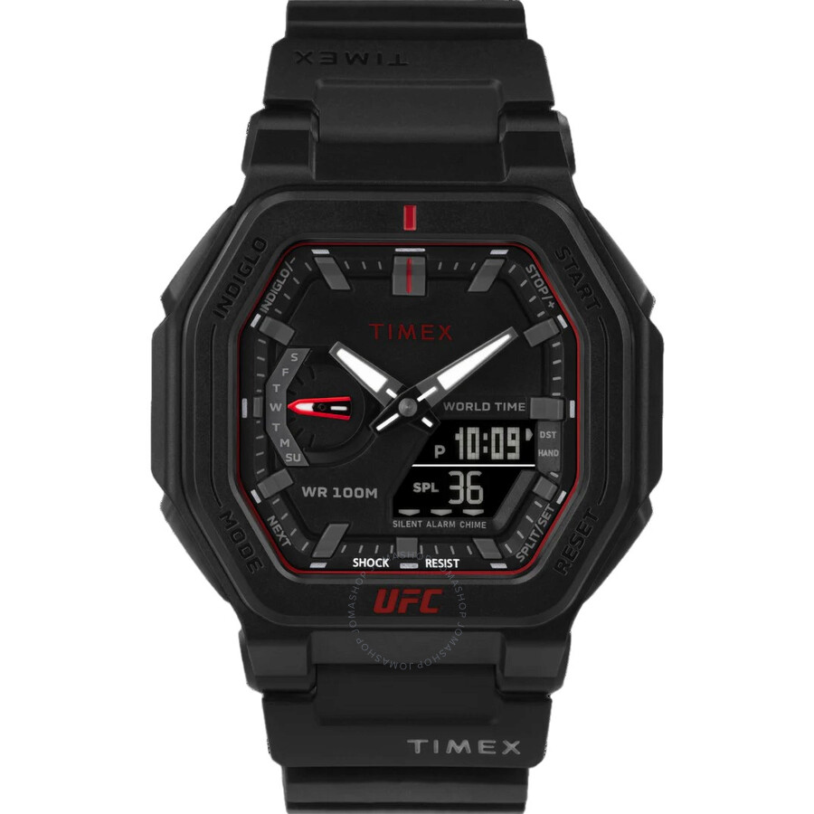 Timex UFC Colossus Alarm World Time Quartz Analog-Digital Black Dial ...
