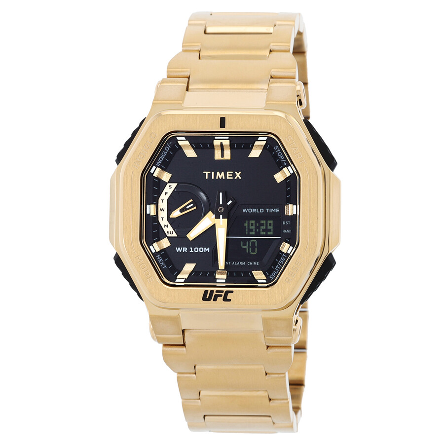Timex UFC Colossus Alarm World Time Quartz Analog-Digital Black Dial ...
