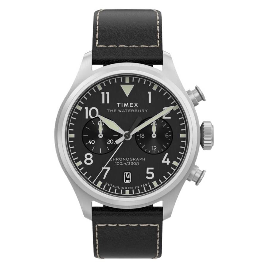 Timex Waterbury Chronograph Quartz Black Dial Men's Watch TW2Y19000 ...