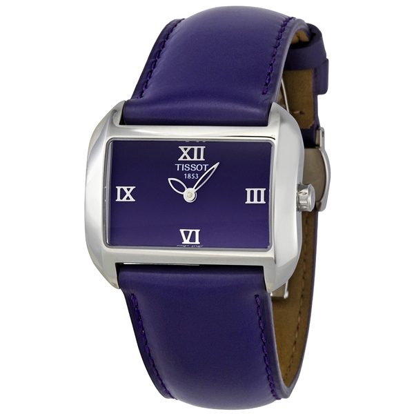 Tissot T-Wave Purple Dial and Leather Strap Ladies Watch T023.309.16 ...