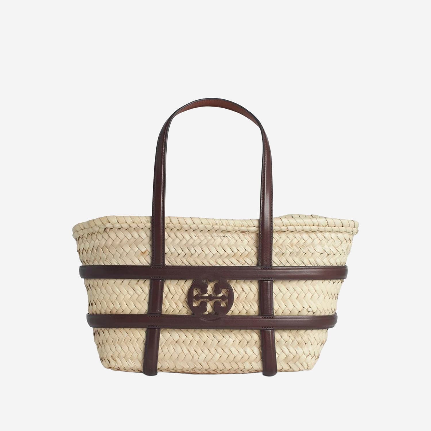 Tory Burch Small ella Shopping Bag In Straw Classic Leather Color ...