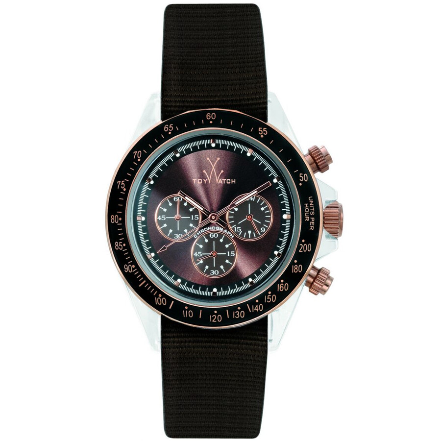 Toy Watch Chronograph Brown Dial Black Canvas Strap Men's Watch ...
