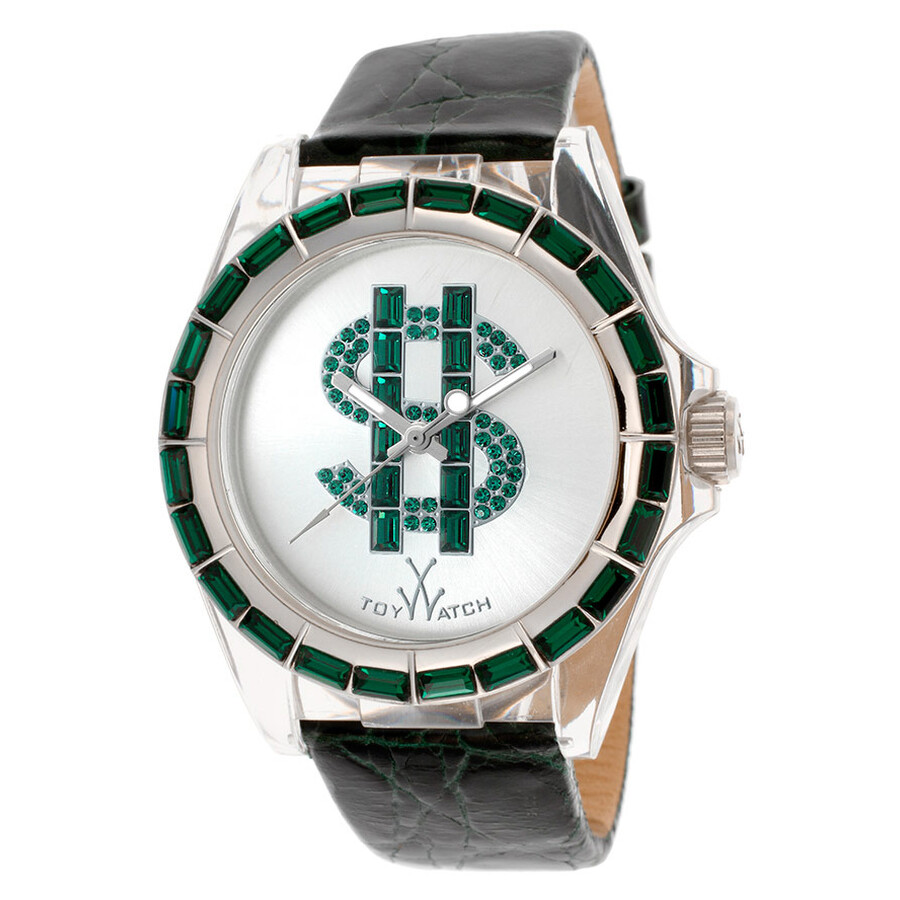 Toy Watch Silver Dial Green Leather Strap Unisex Watch D11SLG ...