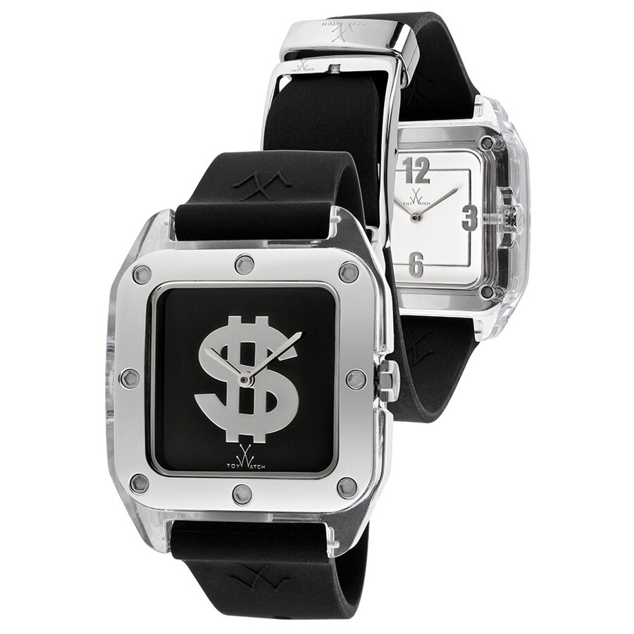 Toy Watch Top Black Bottom White Dual Face Dial Black Rubber Unisex ...