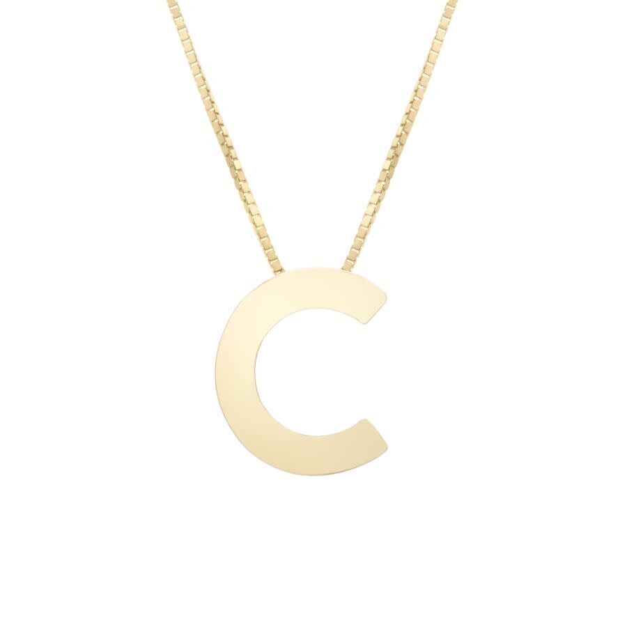 Tresorra 14K Yellow Gold Initial C Pendant Necklace 67068 - Jewelry ...