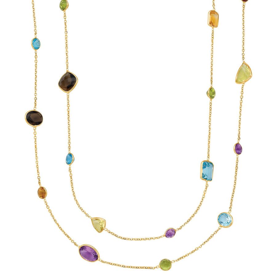 Tresorra 14K Yellow Gold Multi Gemstone Necklace 67449 - Jewelry ...