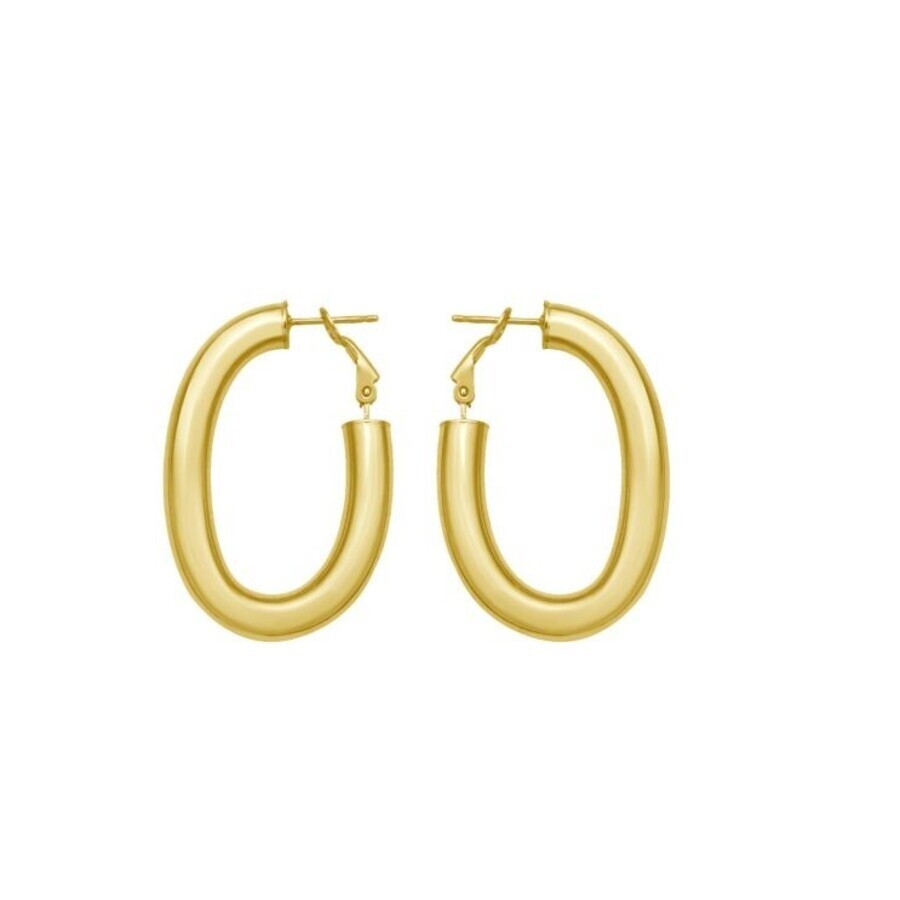 Tresorra 14K Yellow Gold Oval Omega Hoop Earrings 67548 - Jewelry ...