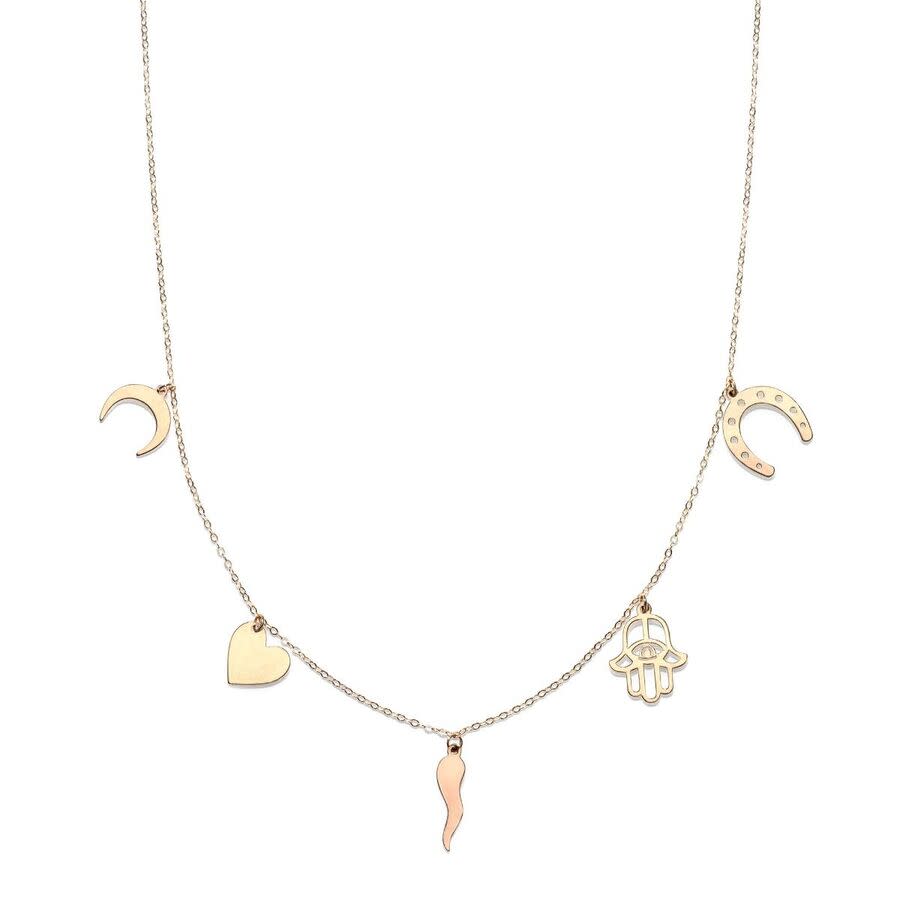 Tresorra 14K Yellow Gold Trend Charm Dangle Necklace 67031 - Jewelry ...