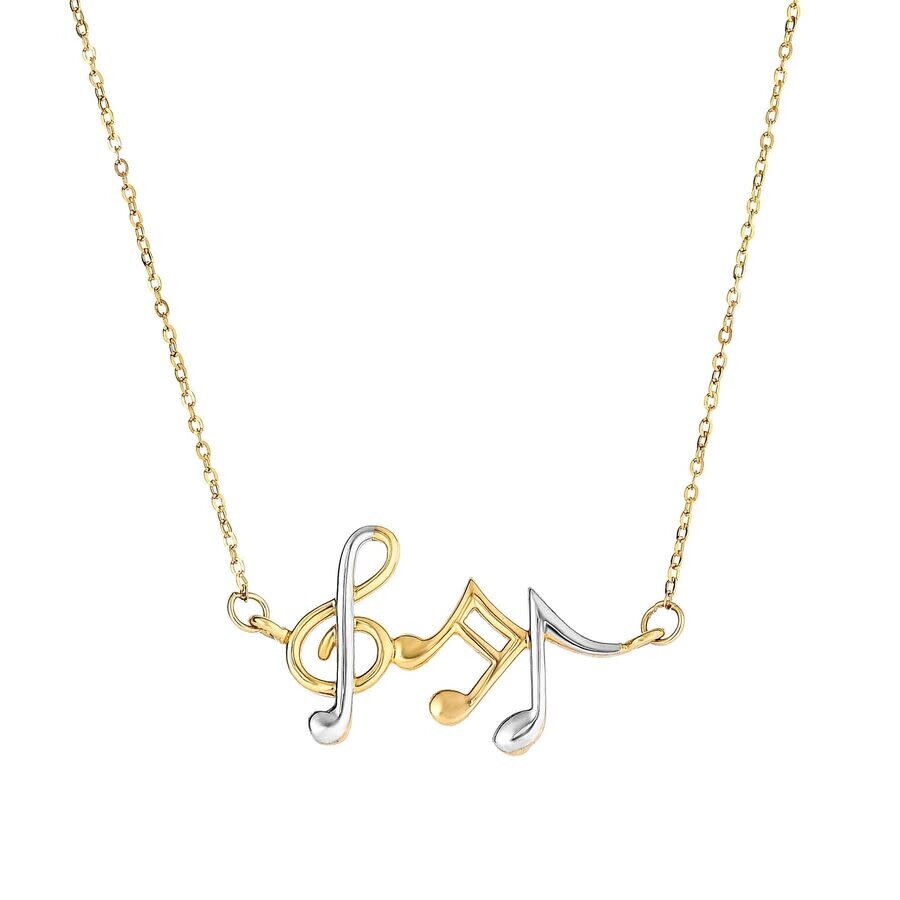 Tresorra 14K Yellow & White Gold Music Notes Necklace 67043 - Jewelry ...
