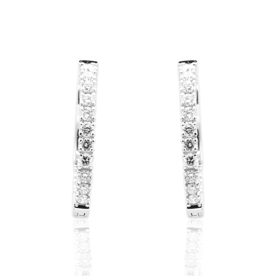 Tresorra 18k White Gold Diamond Hoop Earrings 65068 Jewelry Ladies