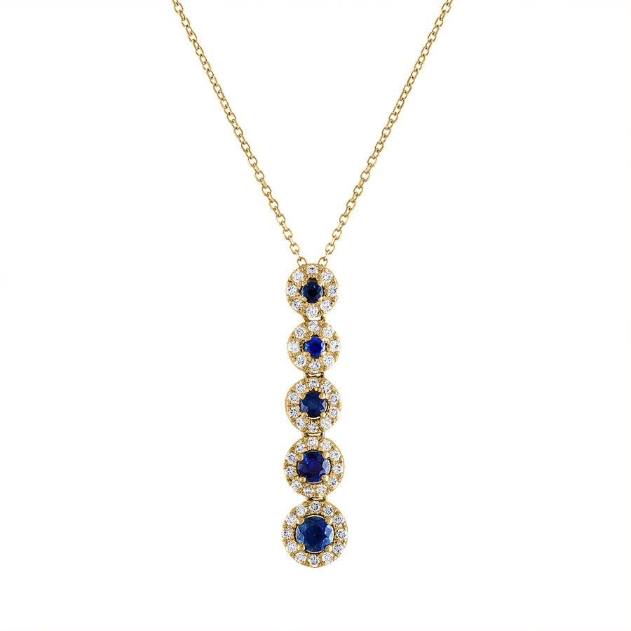 Tresorra 18K Yellow Gold Diamond & Blue Sapphire Necklace 60564 ...