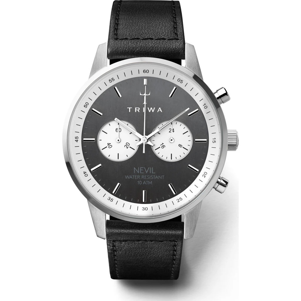 Triwa Nevil Quartz Black Dial Black Leather Men's Watch NEST118SC010112 ...