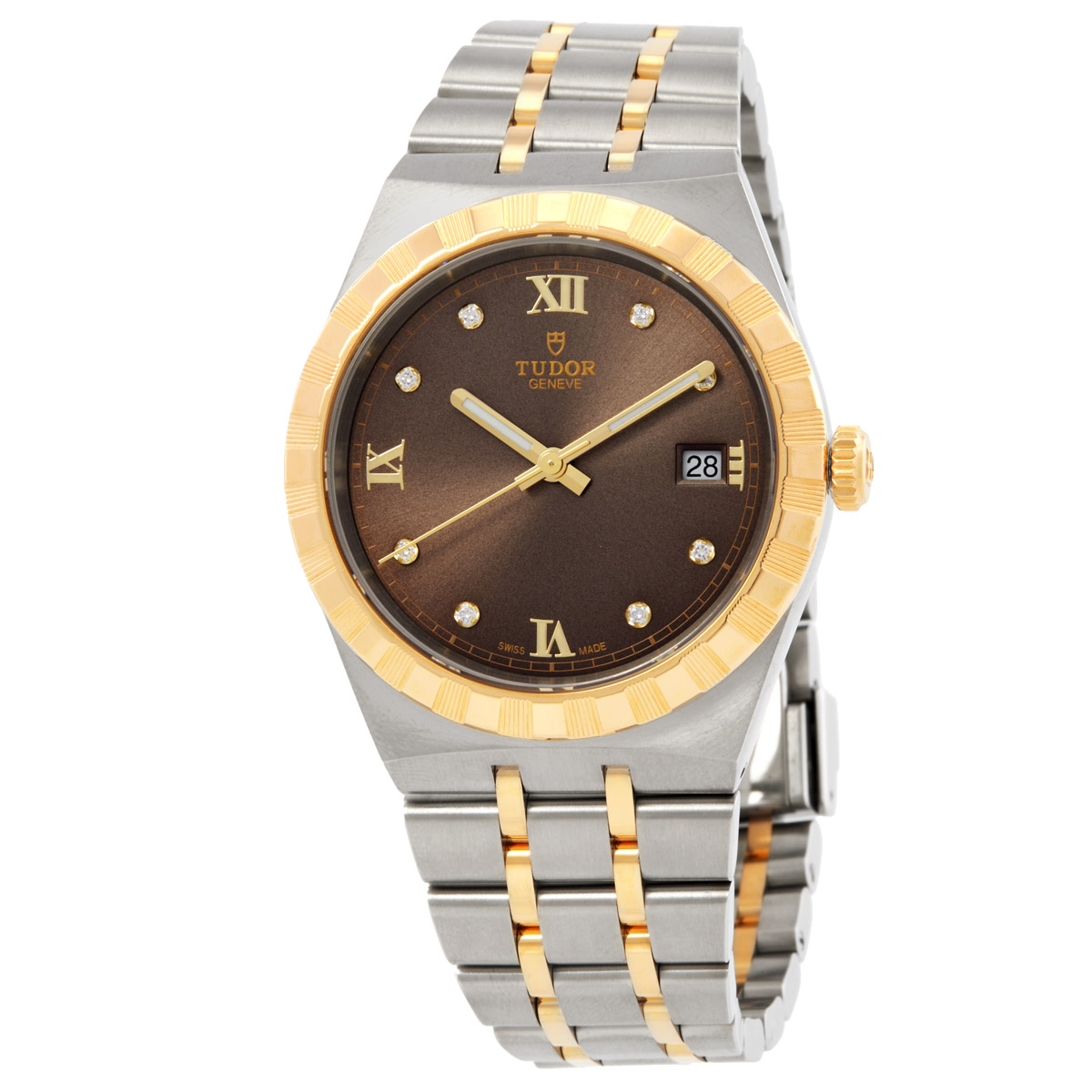 Tudor Automatic Diamond Brown Dial Watch M28503-0008 - Watches - Jomashop