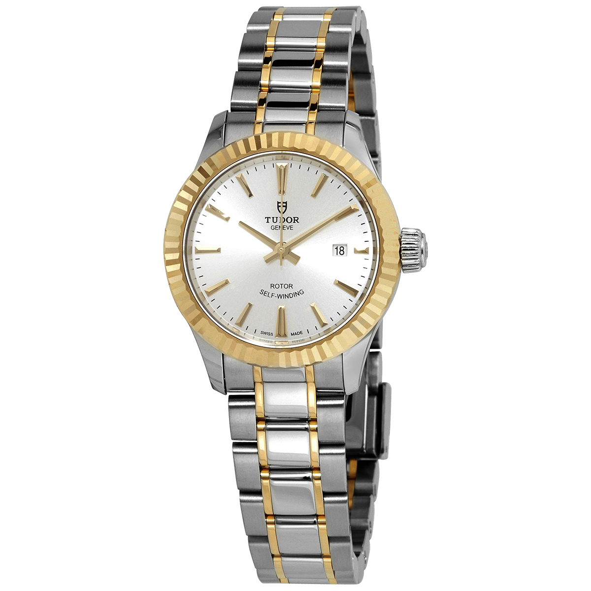 Tudor Automatic Silver Dial Ladies 28mm Watch M12113-0003 842047187579 ...