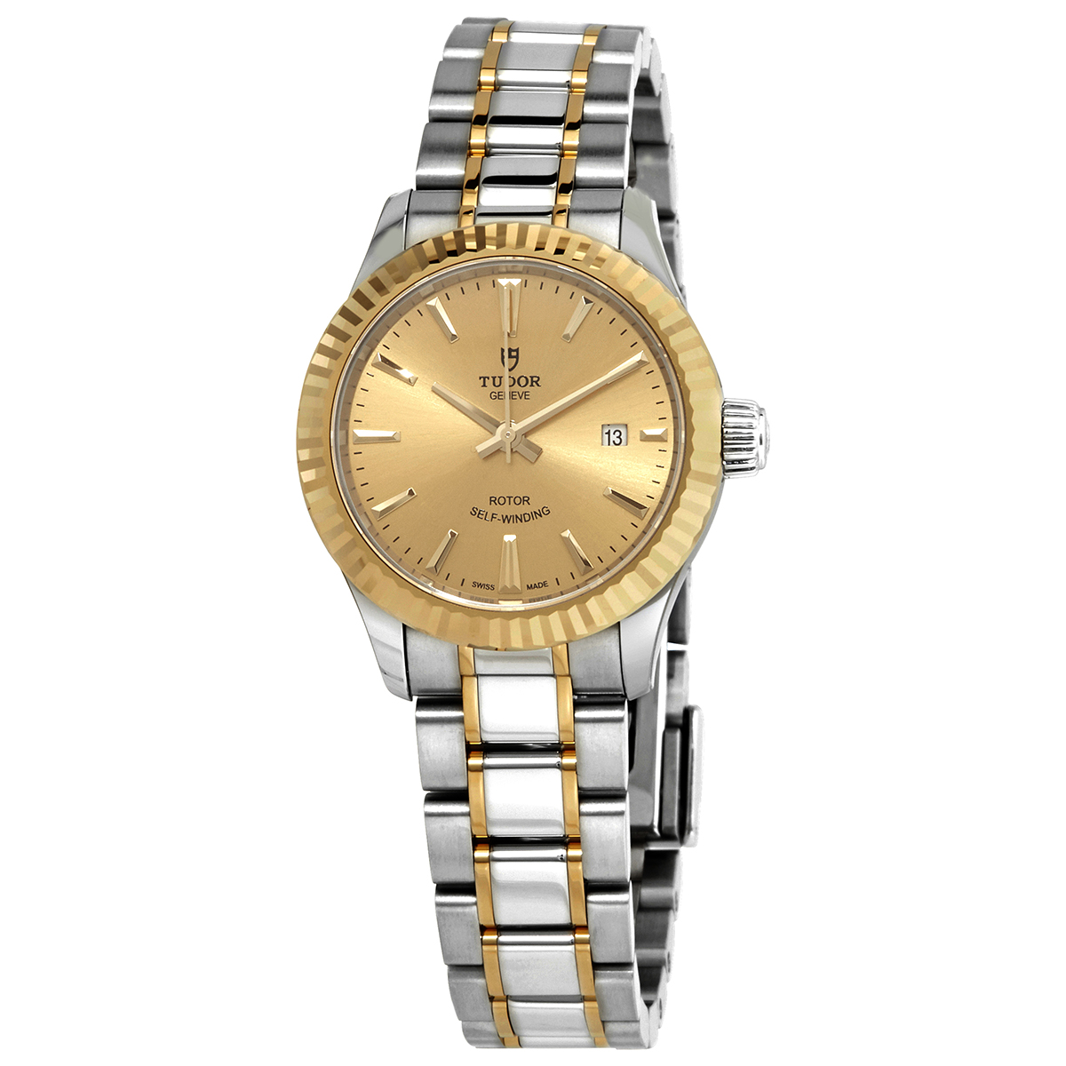 Tudor Style Automatic Champagne Dial Ladies 28 mm Watch M12113-0001 ...
