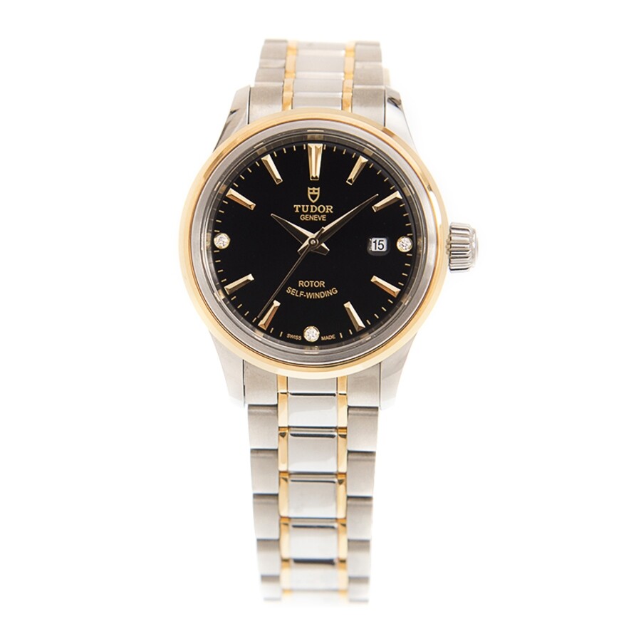 Tudor Style Automatic Diamond Black Dial Ladies Watch 12103-0006 ...