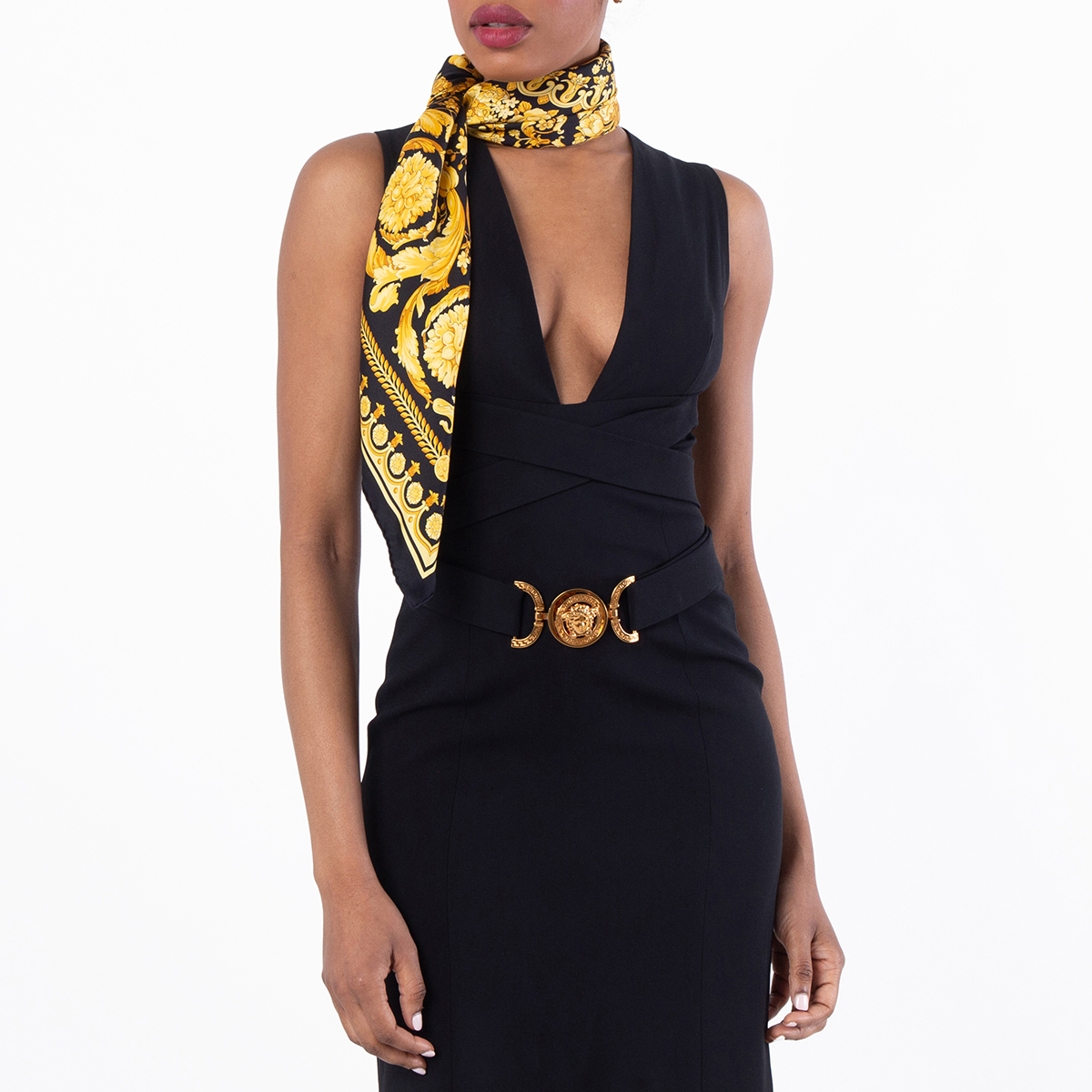 Versace Baracco Logo Print Silk Scarf 1001600-1A04577-5B000 ...