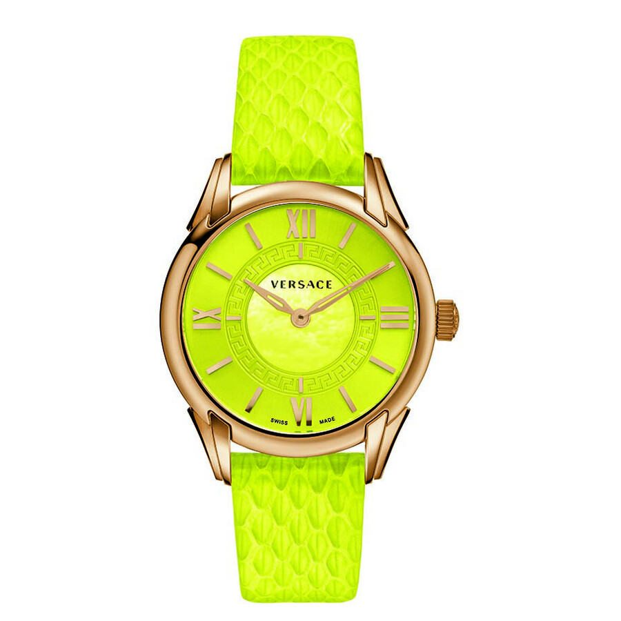 Versace Dafne Lime Green Dial Lime Green Leather Ladies Watch VFF050013 ...