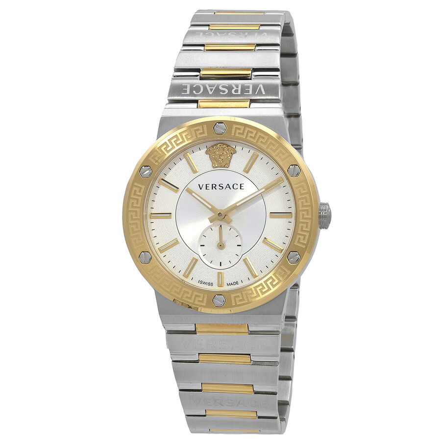 Versace Greca Logo Quartz White Dial Two-Tone Men's Watch VEVI00320 ...