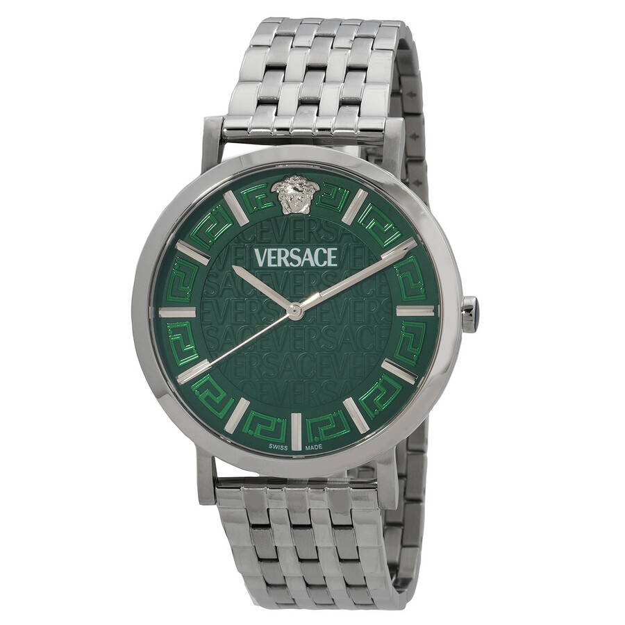 Versace Greca Slim Quartz Green Dial Watch VE8Q00324 - Watches, Greca ...